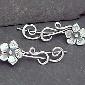 SUMMER EAR SWEEP Single Sterling Silver Flower Ear Pin Earring - Etsy