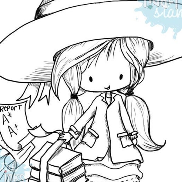 Girl Digital Stamp - Etsy