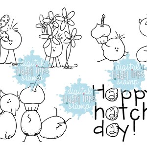 Happy Hatch Day Birds | Digital Stamps - Etsy