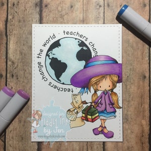 School Girl | Digital Stamp - Etsy