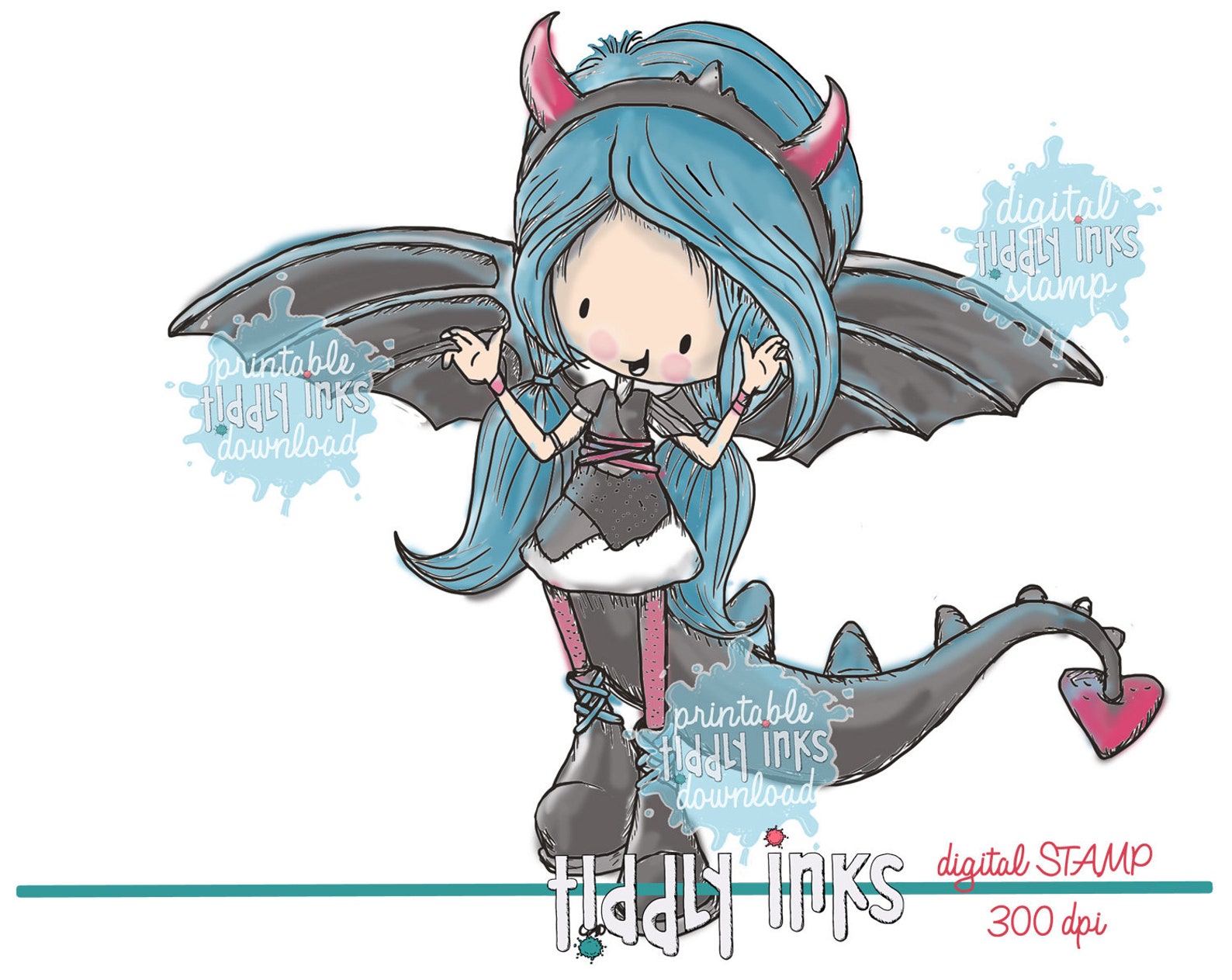 Wryn - Dreadful Dragon | Digital Stamp - Etsy