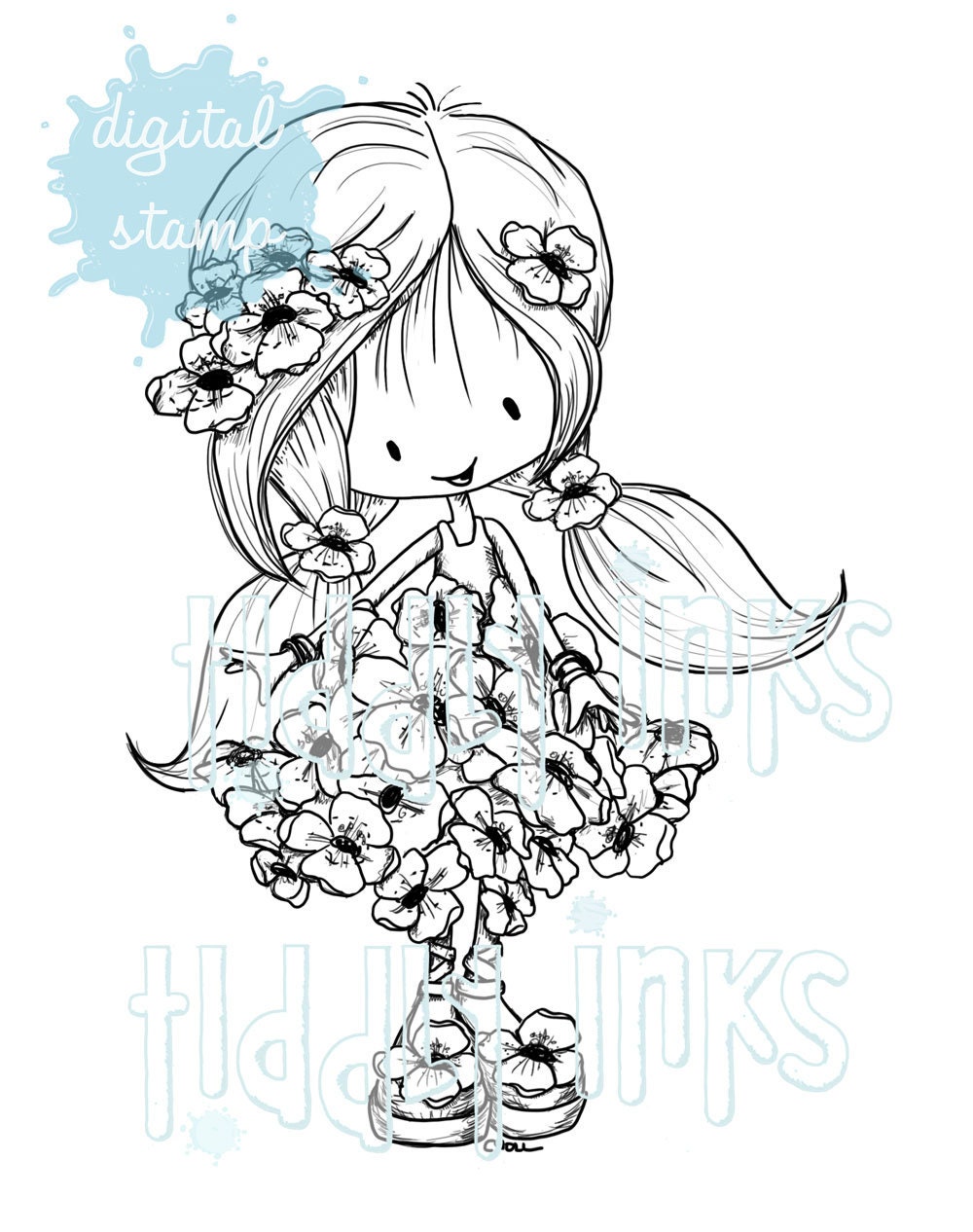 Flower Girls | 3 Digital Stamps (lilly, Forget Me Not and Poppy) - Etsy