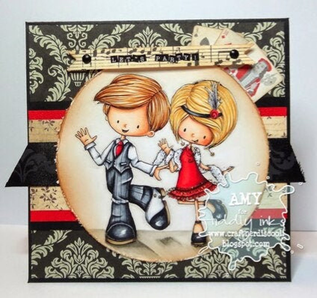 Shine Bright Flapper Couple Digital Stamp - Etsy
