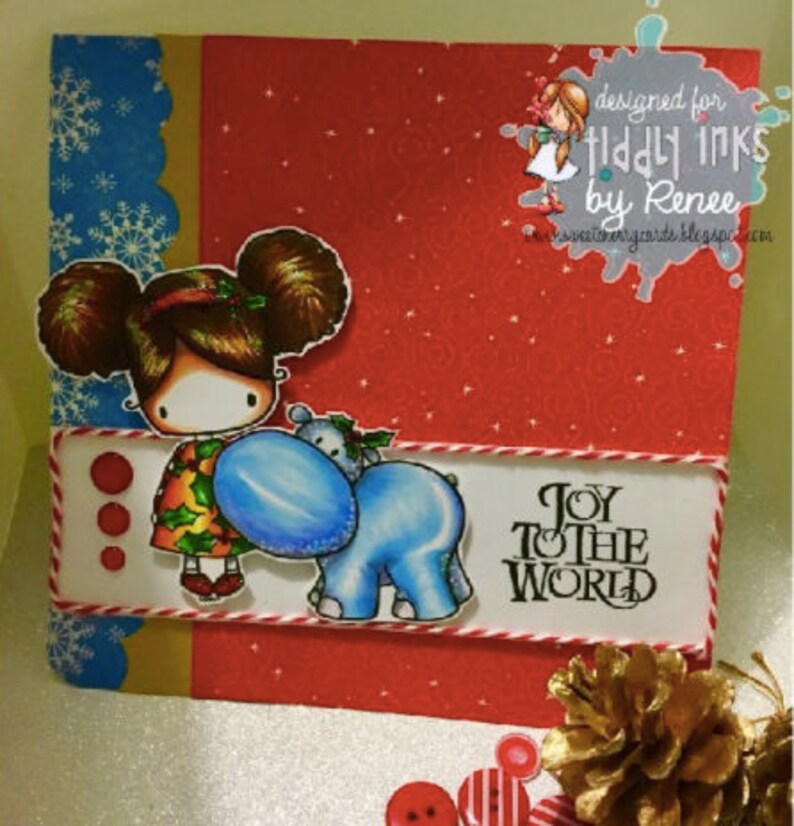 Holly's Christmas Hippo Digital Stamp - Etsy