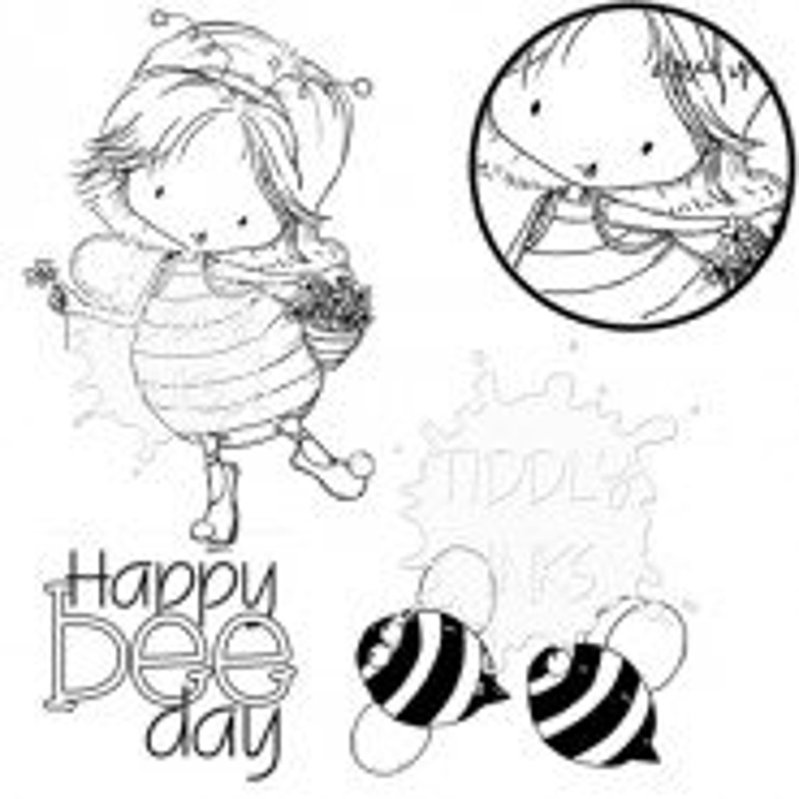 Bee Happy Digital Stamp | Etsy