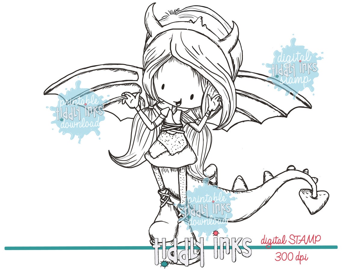 Wryn Dreadful Dragon Digital Stamp | Etsy