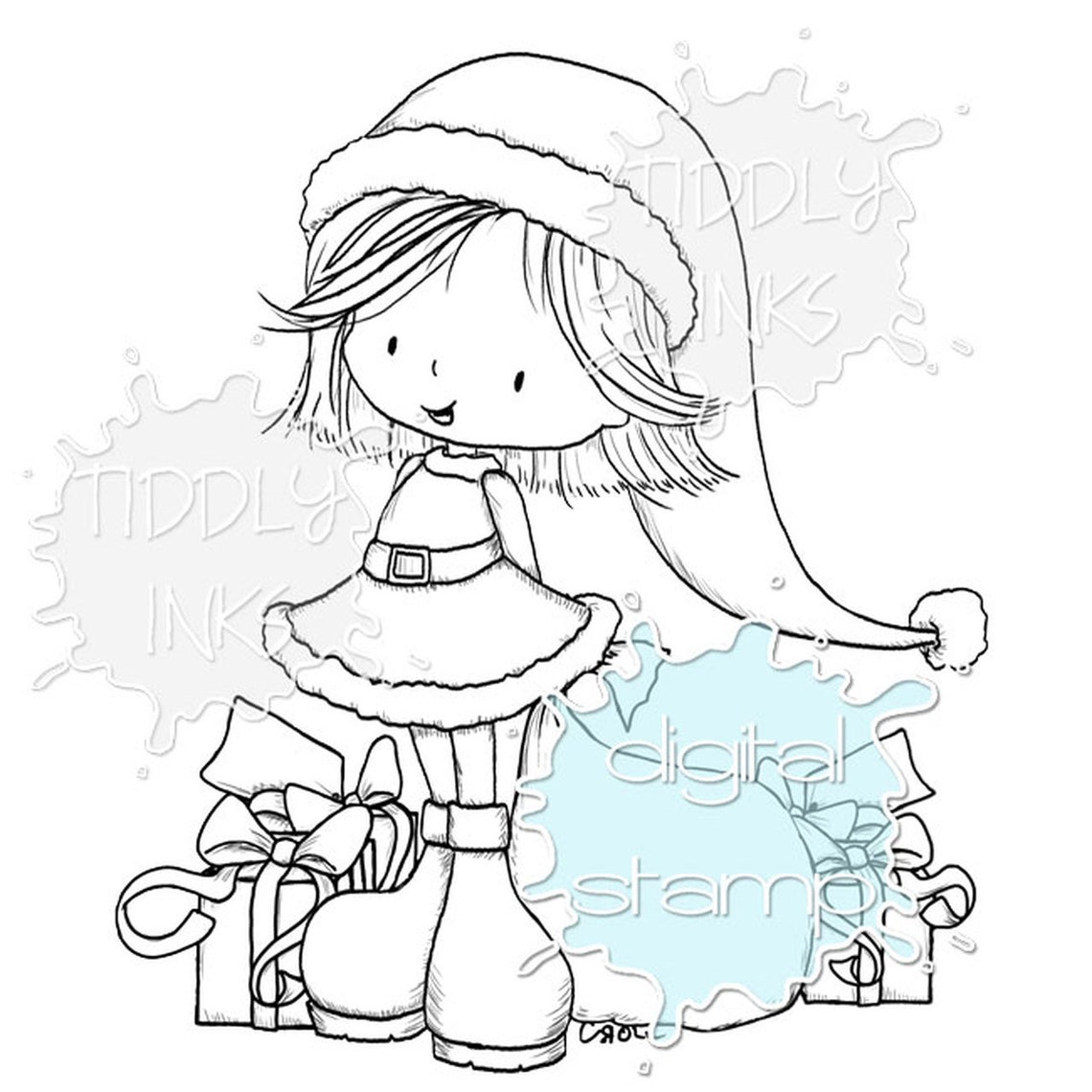 Merry Christmas | Digital Stamp - Etsy