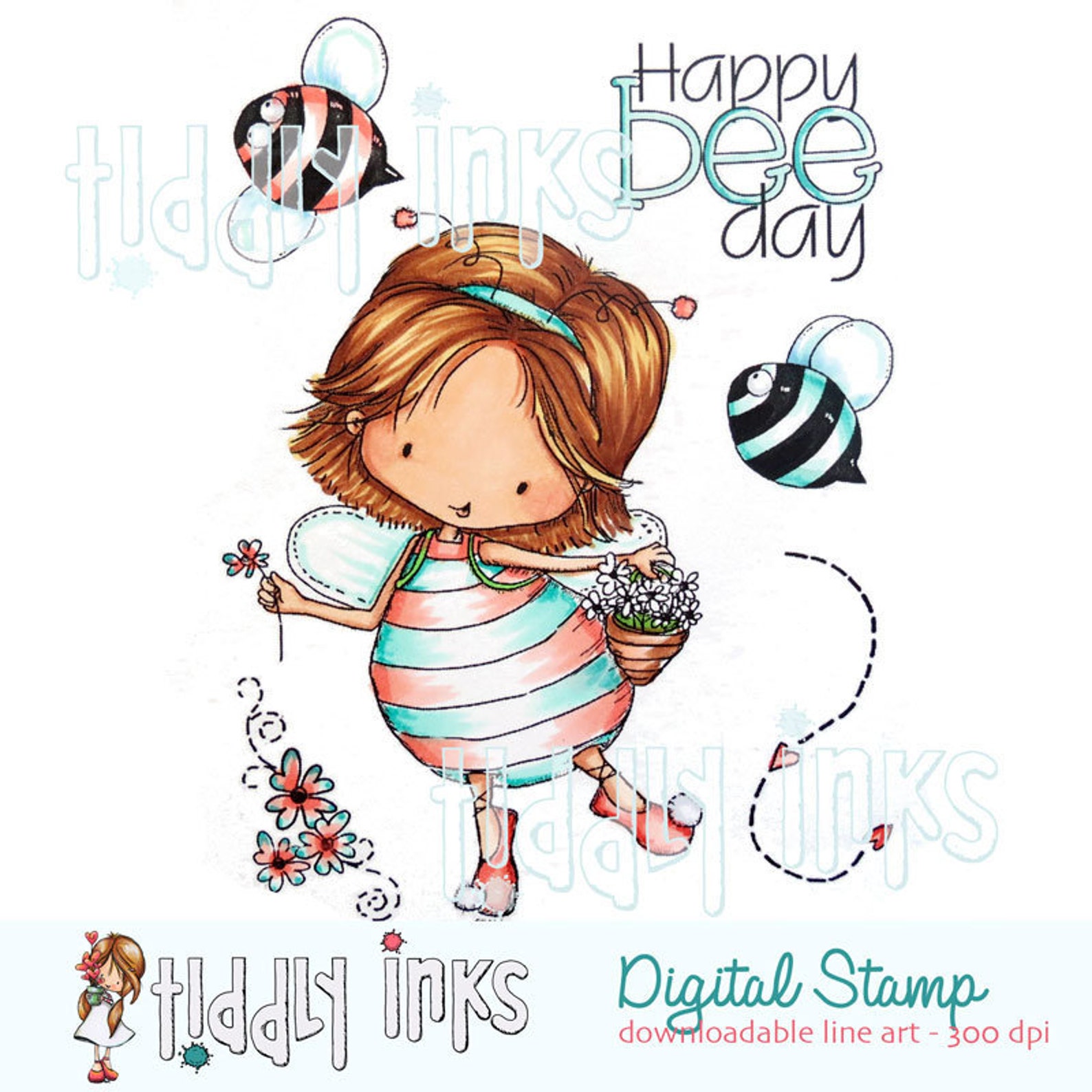 Bee Happy Digital Stamp | Etsy
