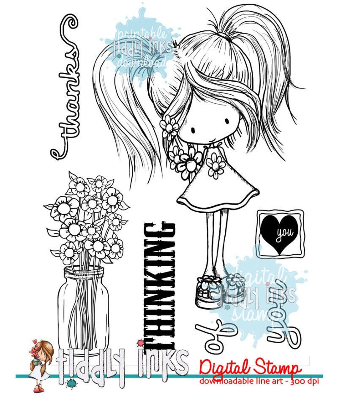 Thankful Heart | Digital Stamp - Etsy
