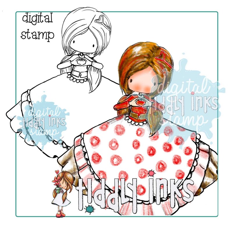 Heart Tied Digital Stamp | Etsy