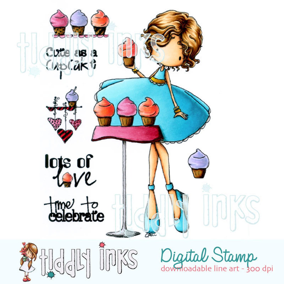 Cute as a Cupcake | Digital Stamp - Etsy