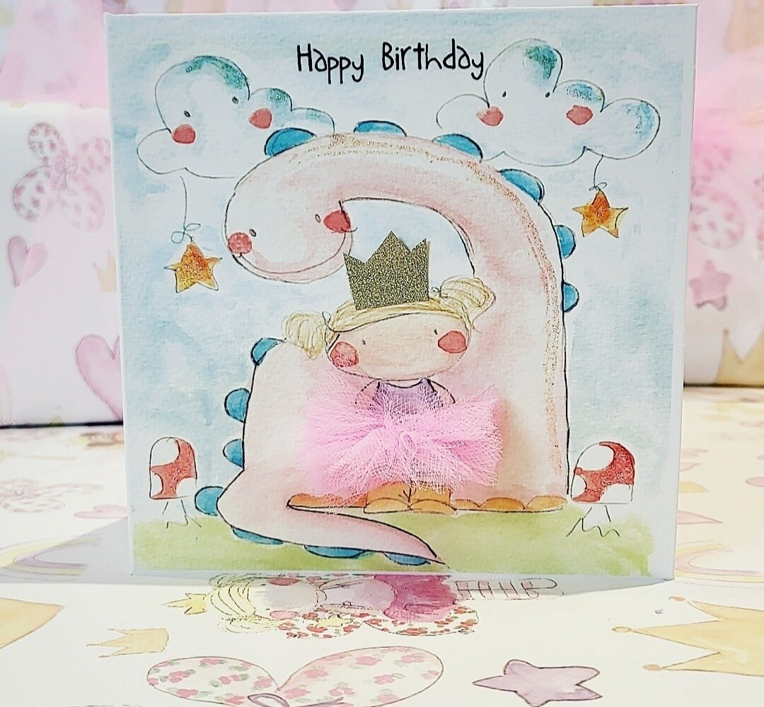 Personalised Girls Dinosaur Birthday Card, Pink Dinosaur Card, T-rex ...