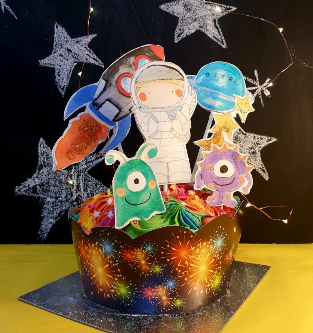 Space Cake Topper, Spaceman Cake Topper, Space Birthday Cake Topper ...