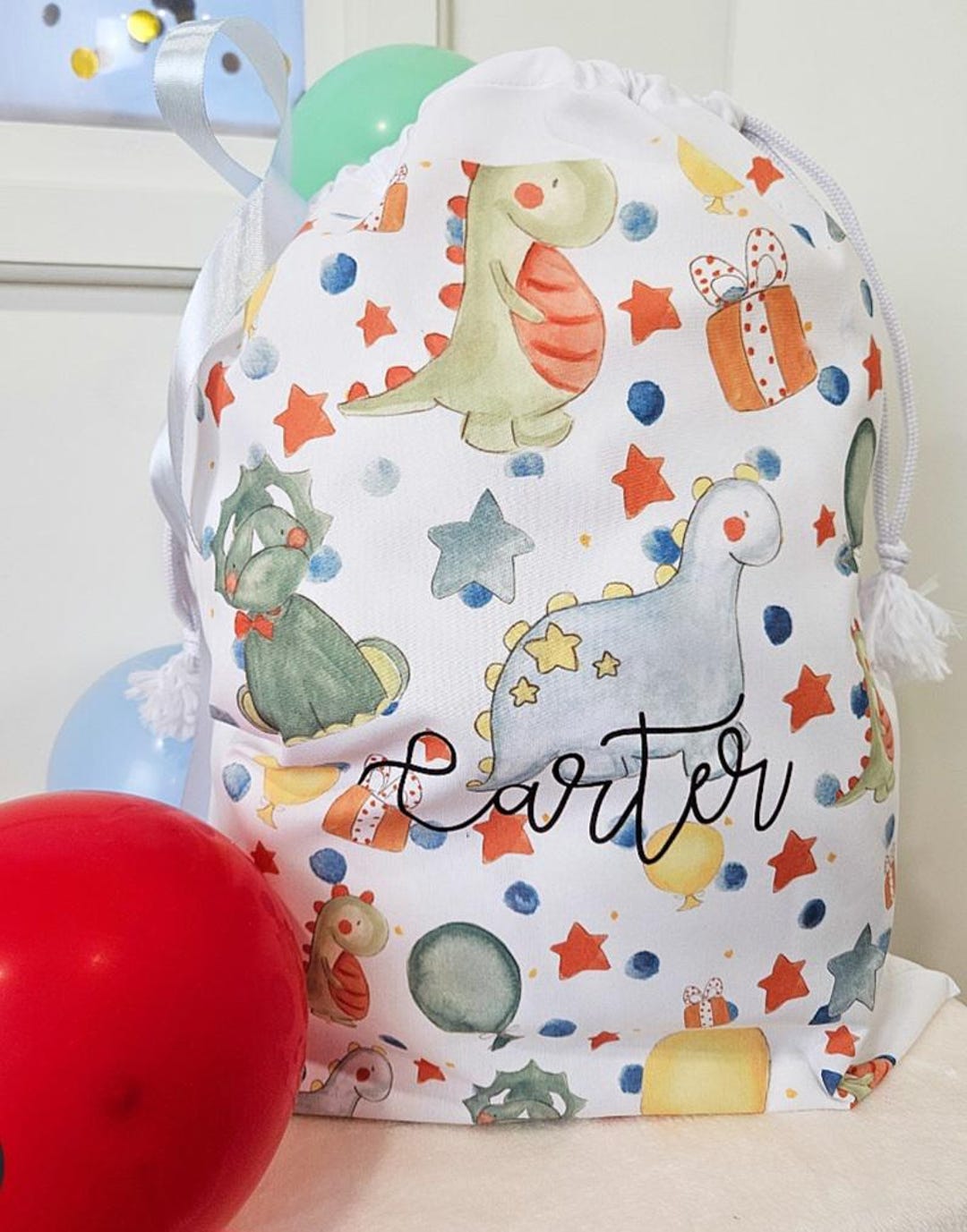 Personalised Dinosaur Birthday Sack|boys Birthday Bag|dinosaur Gift Bag ...