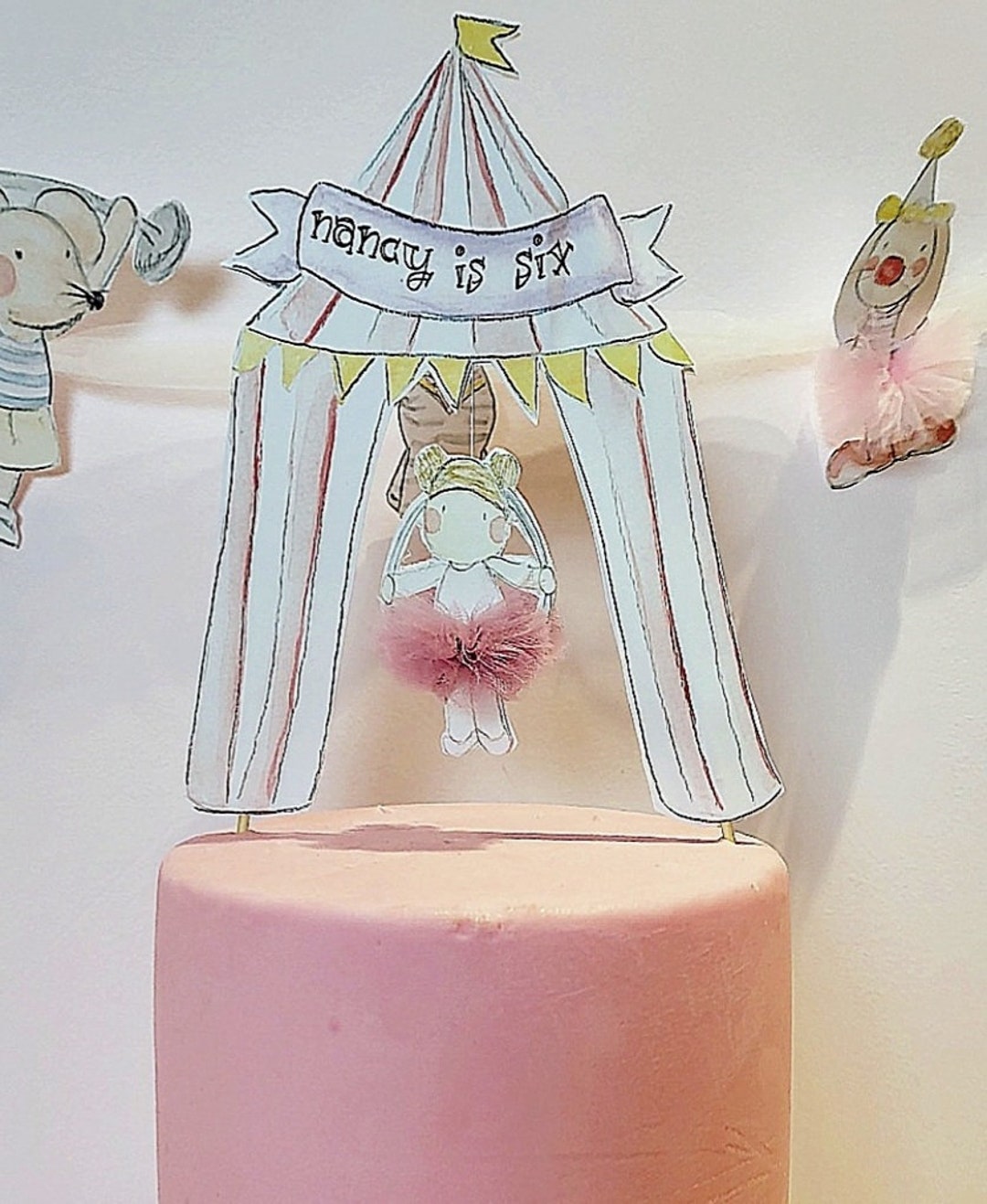 Girls Circus Cake Topper, Spinning Cake Topper, Big Top Cake Topper ...