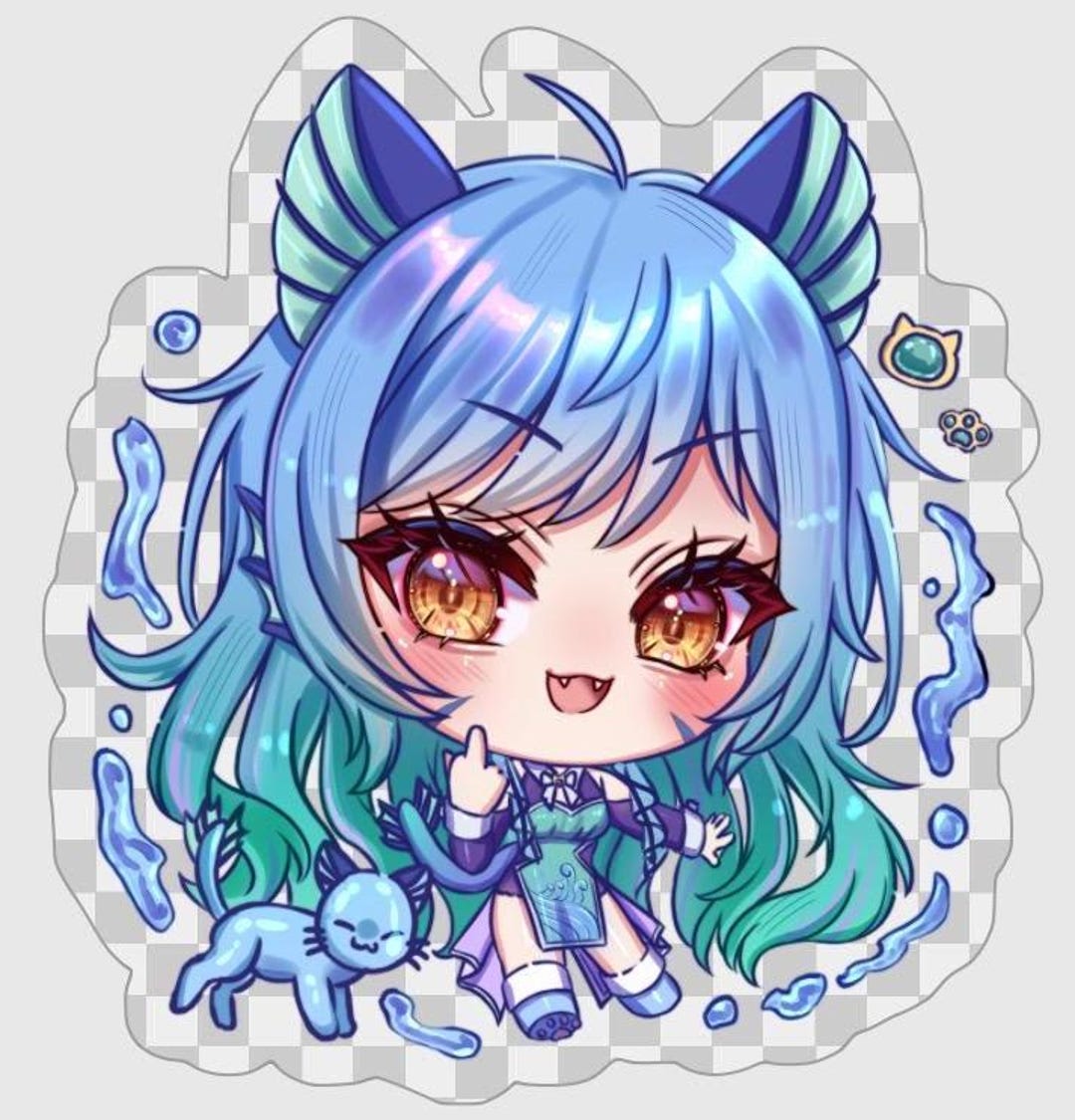 PRE-ORDER Asa Chibi Vtuber Sticker Launch Sea Cat, Twitch Vtuber, Die ...