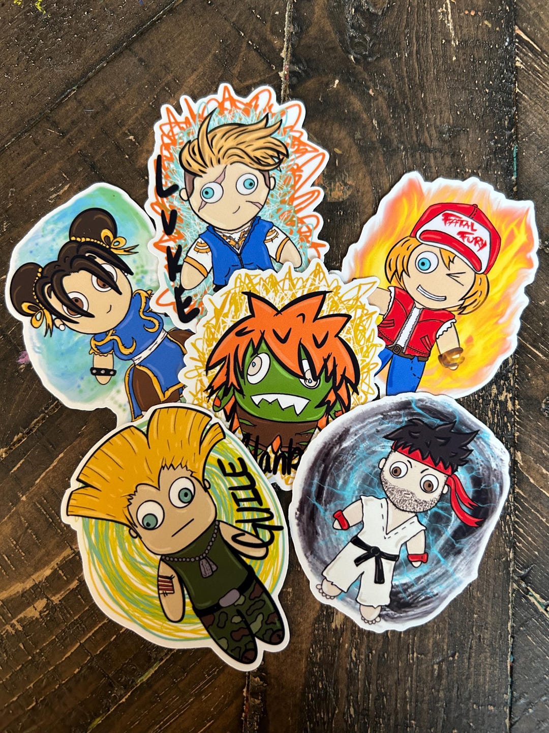 Street Fighter Stickers, THE CHANS! Blanka Chan's Friends, Vinyl, Water ...