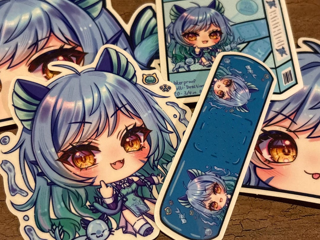 Asa Chibi Vtuber Sticker Launch!! Sea Cat, Twitch Vtuber, Die Cut Vinyl ...