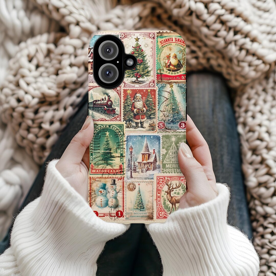Christmas Stamps Collage Phone Case Winter Festive iPhone 17 16 15 14 ...