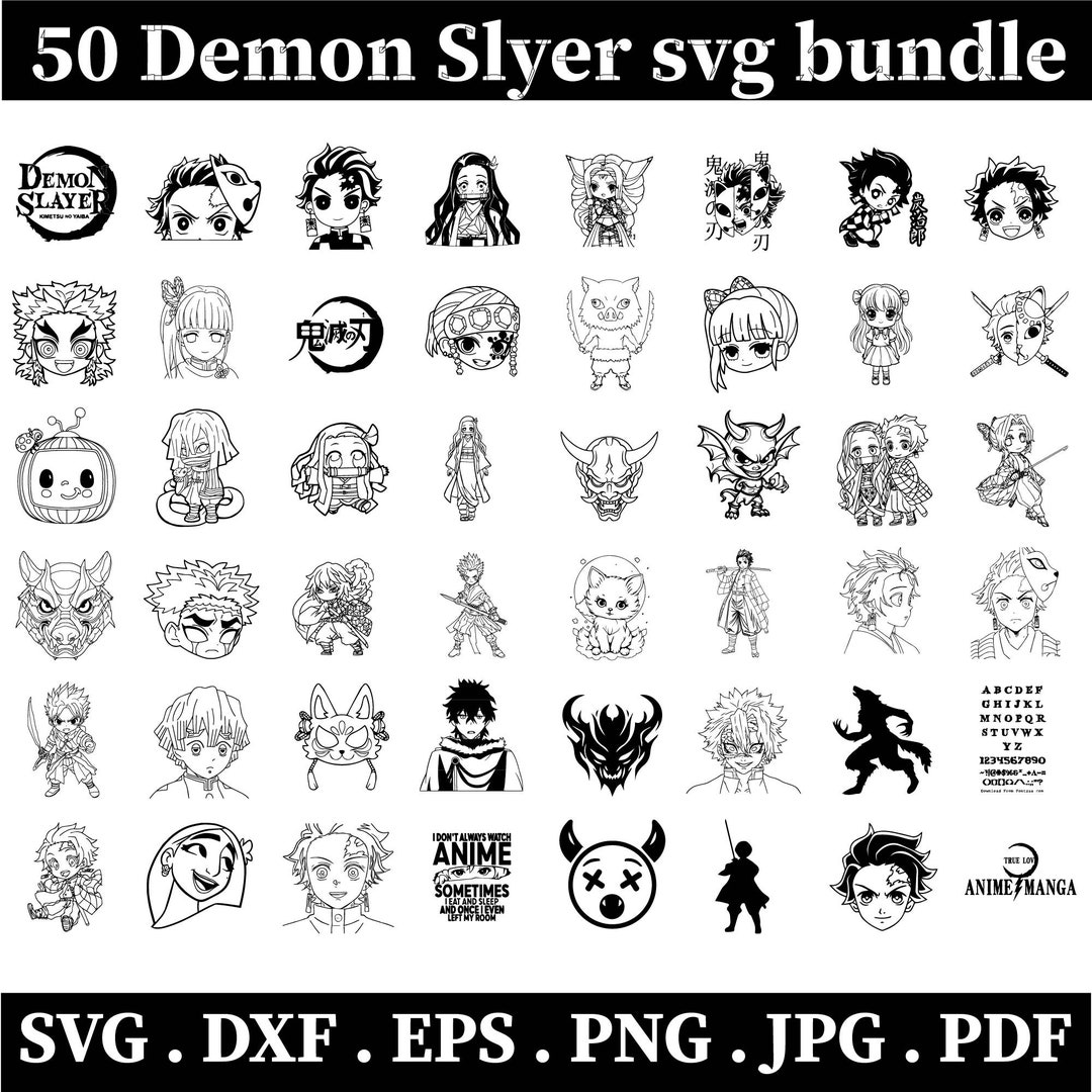 Demon Slayer Svg Bundle - Anime Character Png - Kimetsu No Yaiba Dxf ...