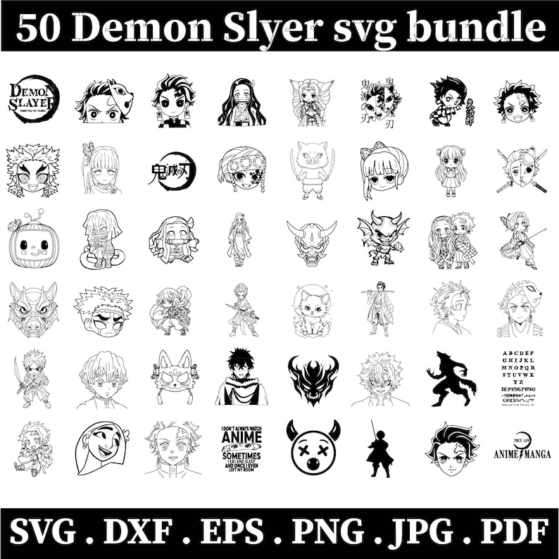 Demon Slayer Svg Bundle - Anime Character Png - Kimetsu No Yaiba Dxf ...