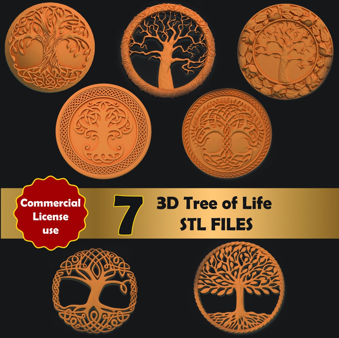 7 Tree of Life 3D STL Model, Wood Carving, CNC Art, CNC Decor, Celtic ...