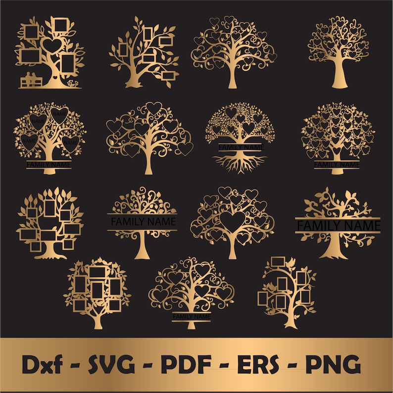 Family Tree Bundle Dxf Svg Png Files, Tree of Life Svg, Family Tree ...
