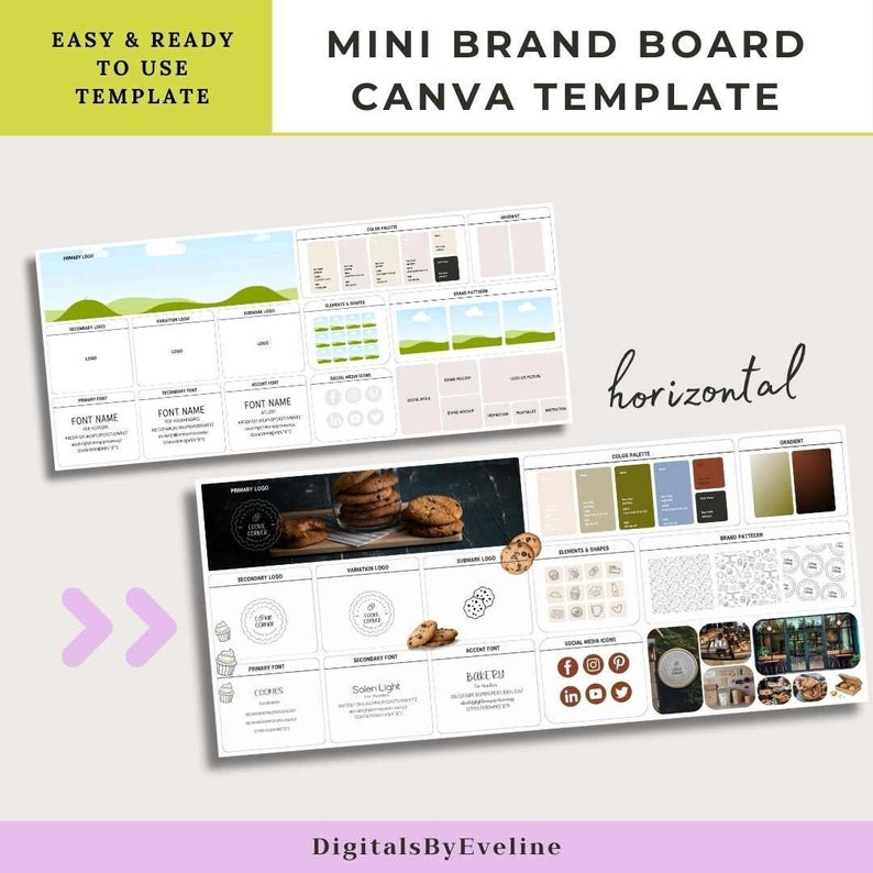 Mini Brand Board Canva Template Horizontal, Editable Branding ...
