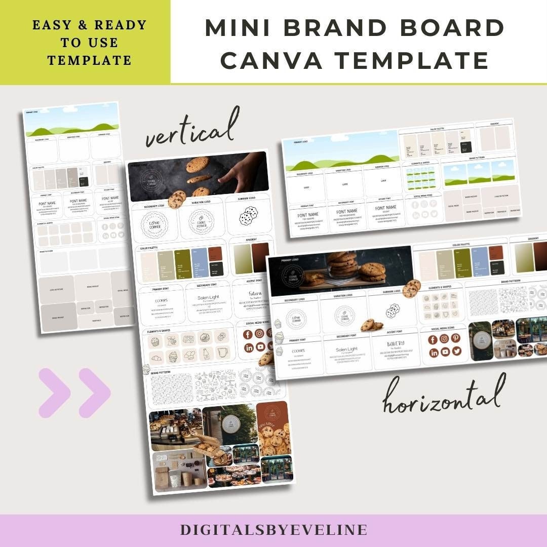 Mini Brand Board Canva Template, Editable Branding Guidelines, Branding ...