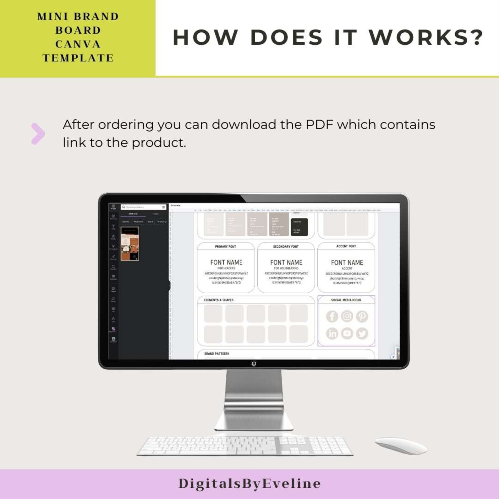 Mini Brand Board Canva Template Vertical, Editable Branding Guidelines ...