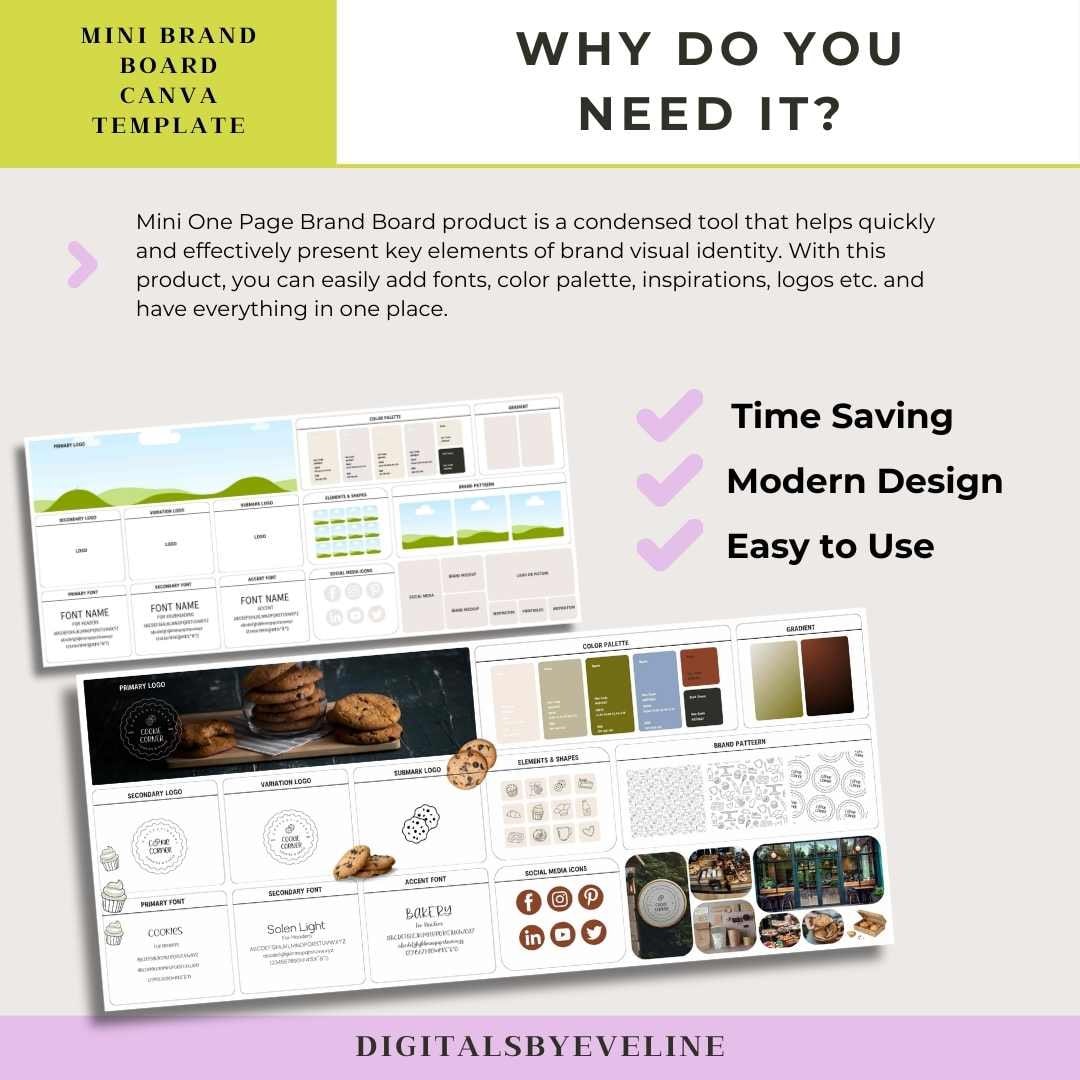 Mini Brand Board Canva Template, Editable Branding Guidelines, Branding ...