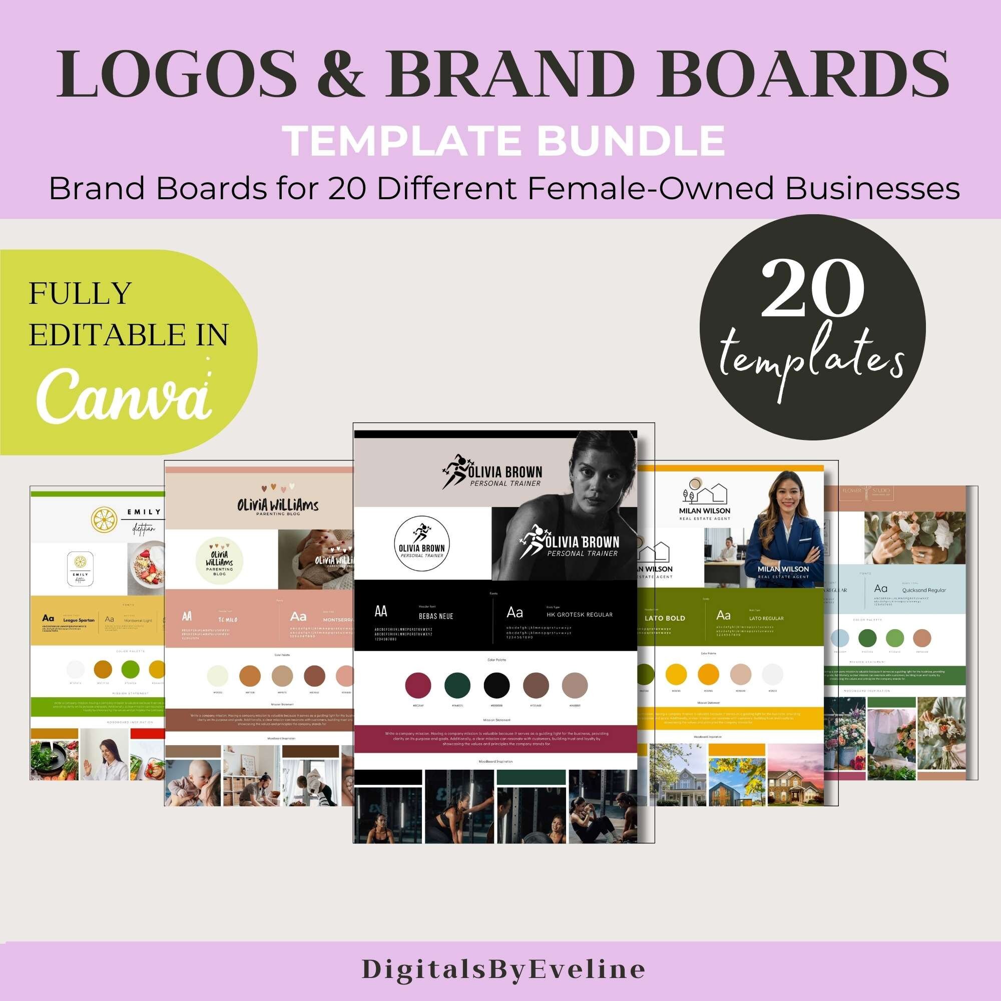 20 Brand Board Templates, Canva Templates, Logo Templates, Business ...