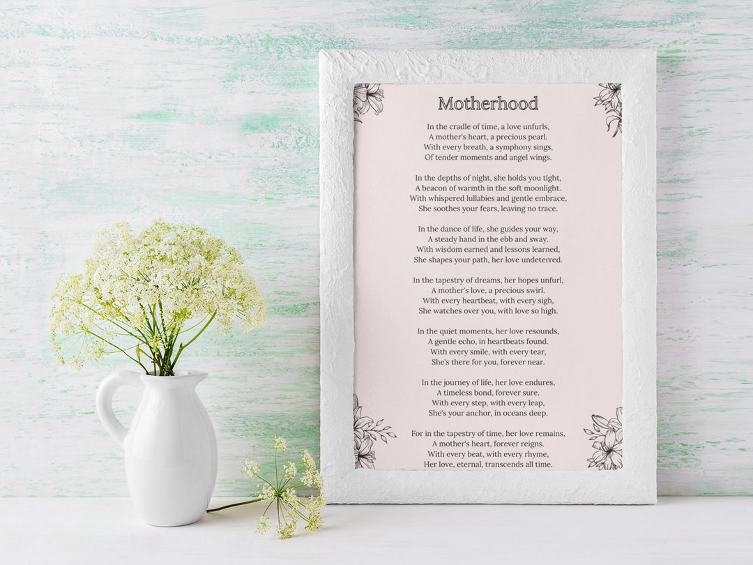Motherhood Poem, Mother Poem, Mom Wall Art, Inspirational Wall Art ...