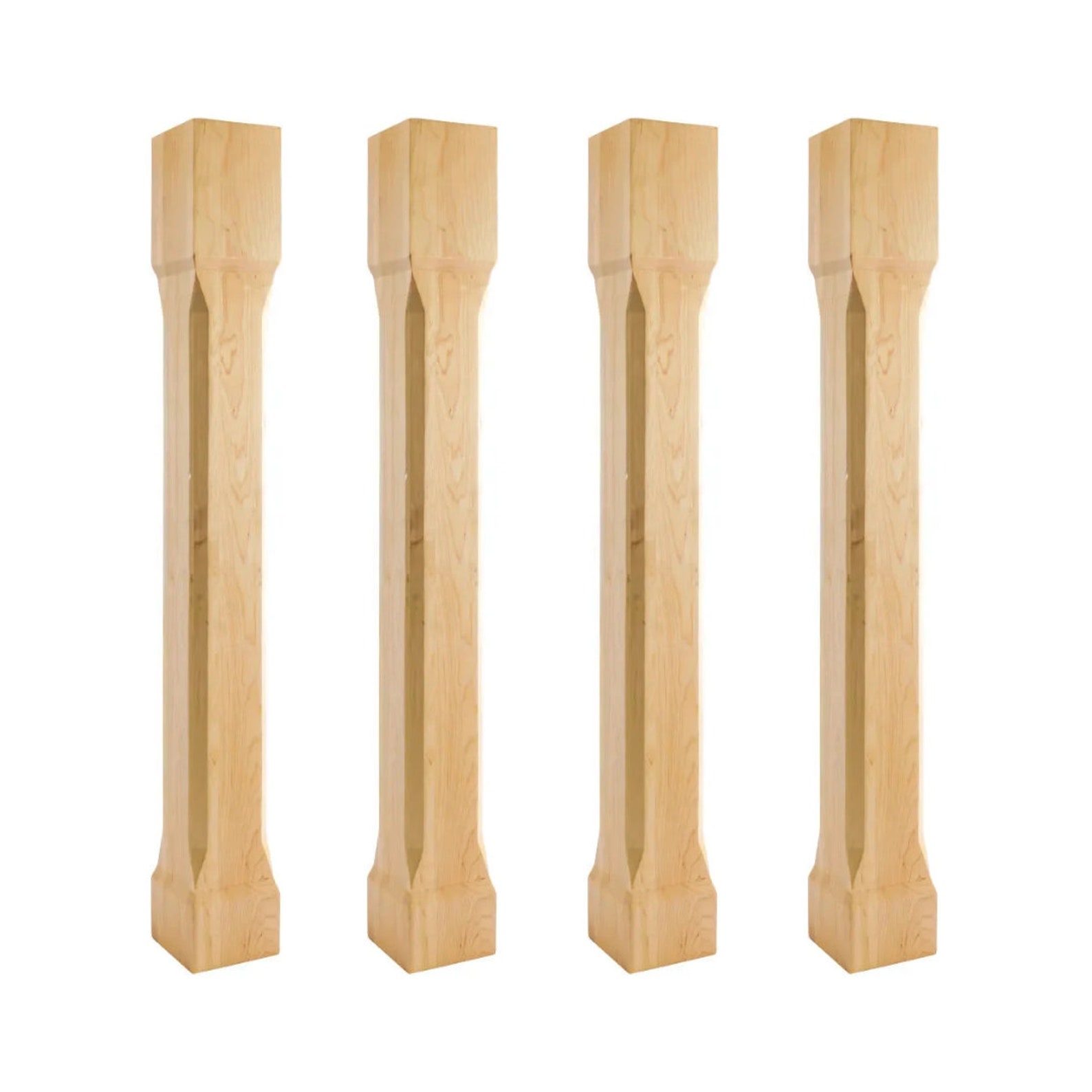 5" W X 5" D X 42" H Rubberwood Recessed Chamfered Unfinished Solid Post ...
