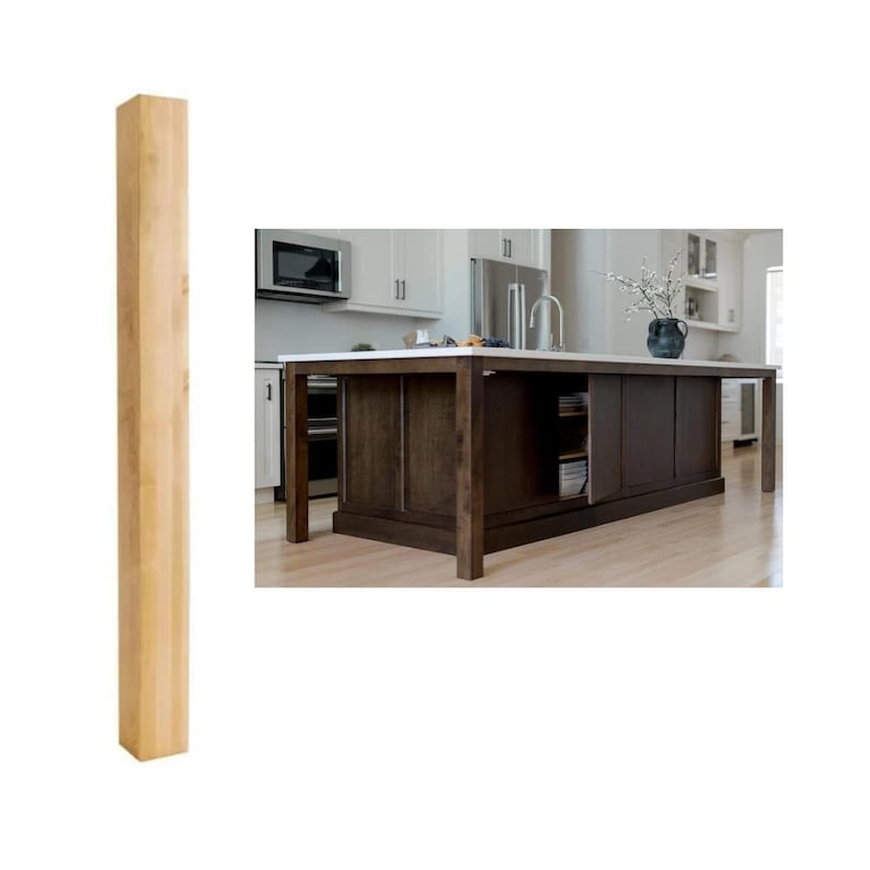 Unfinished Solid Hardwood Square Post 35-1/2" Height for Kitchen Island ...