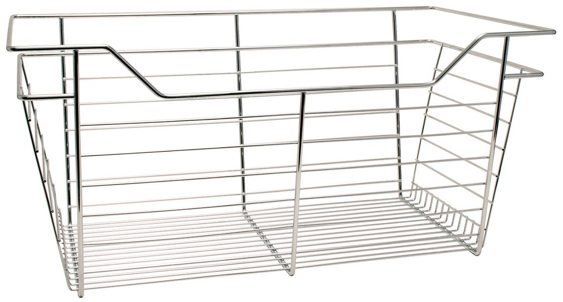 Chrome Plated Wire Closet Basket, With Full Extension Slides 12 Inch ...