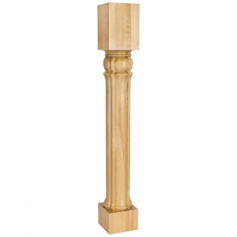 35-1/2" Height Solid Hardwood Columnar Art Nouveau Unfinished Post ...
