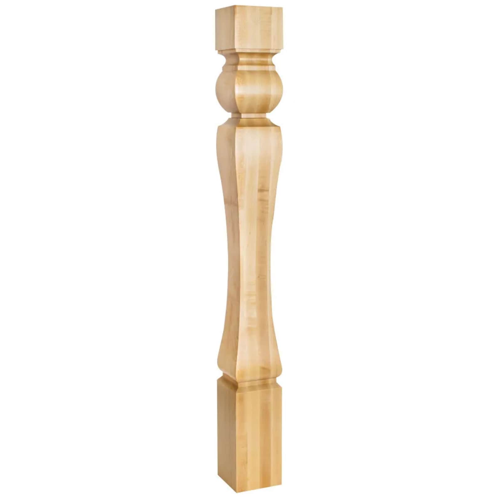 Unfinished Solid Hardwood Rubberwood Baroque Post 35-1/2" Height ...