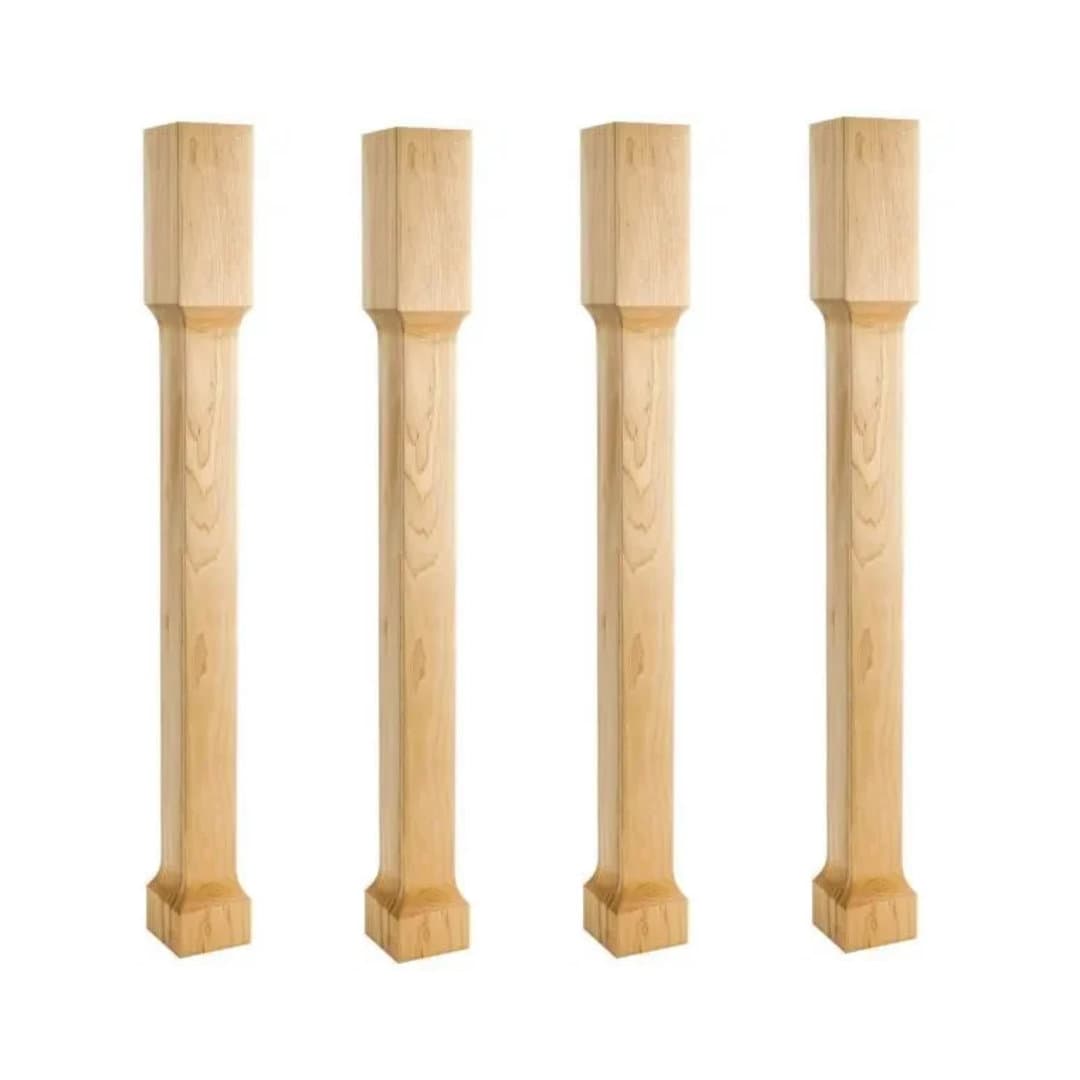 Square Recessed Solid Hardwood Post 35-1/2" Height Unfinished. Kitchen ...