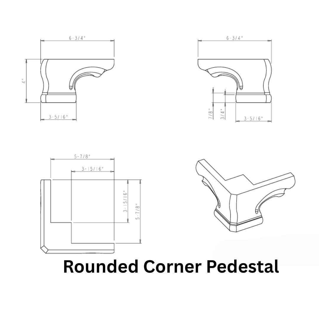 4" Height Corner Pedestal Foot Collection. for Sofa, Kitchen, Coffee ...