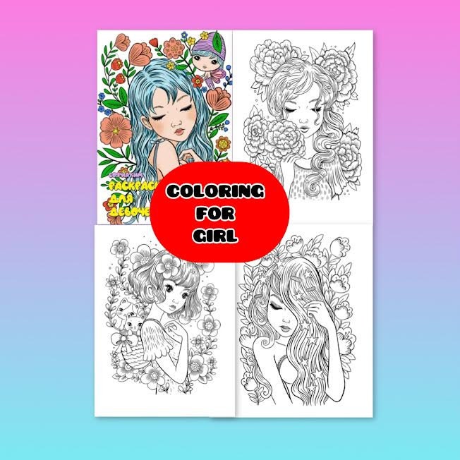 35 Coloring Pages. Coloring Book for Girls. Beautiful Women's Portraits ...