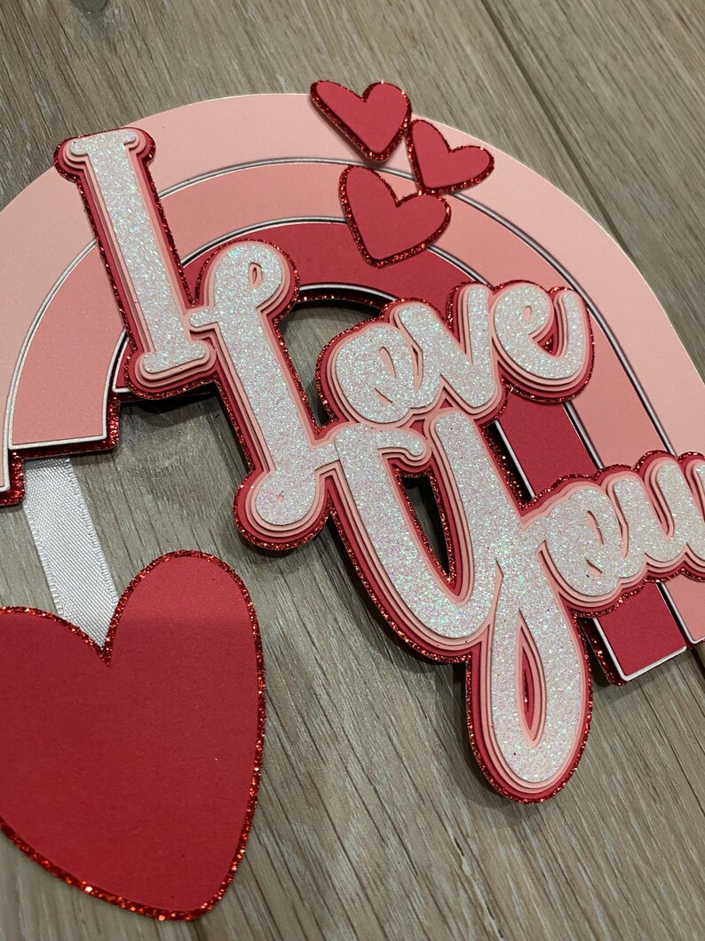 Valentine's Day Decor * Cake Topper * Happy Valentines Day * Rainbow ...