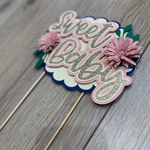 Floral Baby Shower Cake Topper: Handmade 'sweet Baby' Decor - Etsy