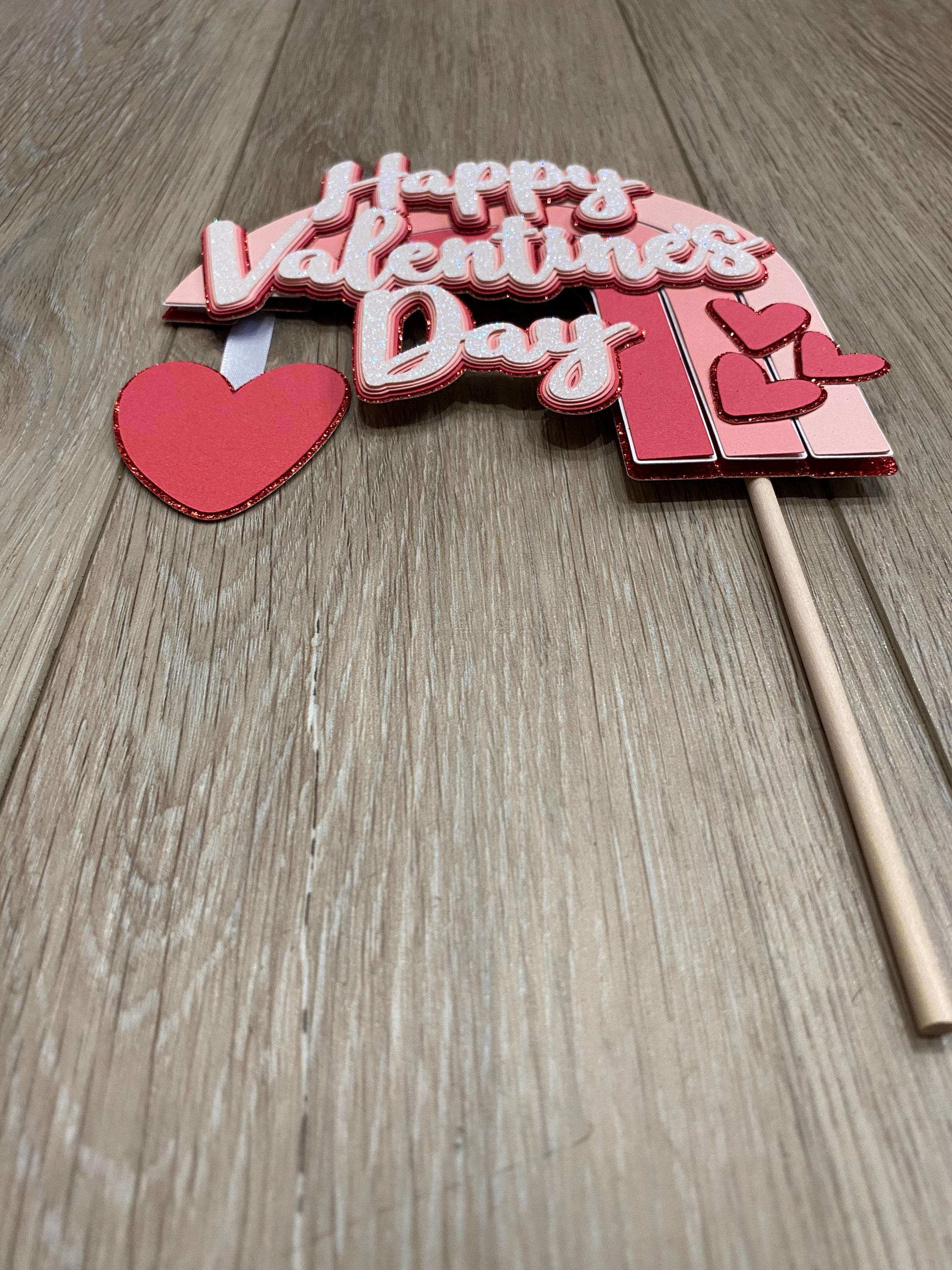 Valentine's Day Decor * Cake Topper * Happy Valentines Day * Rainbow ...