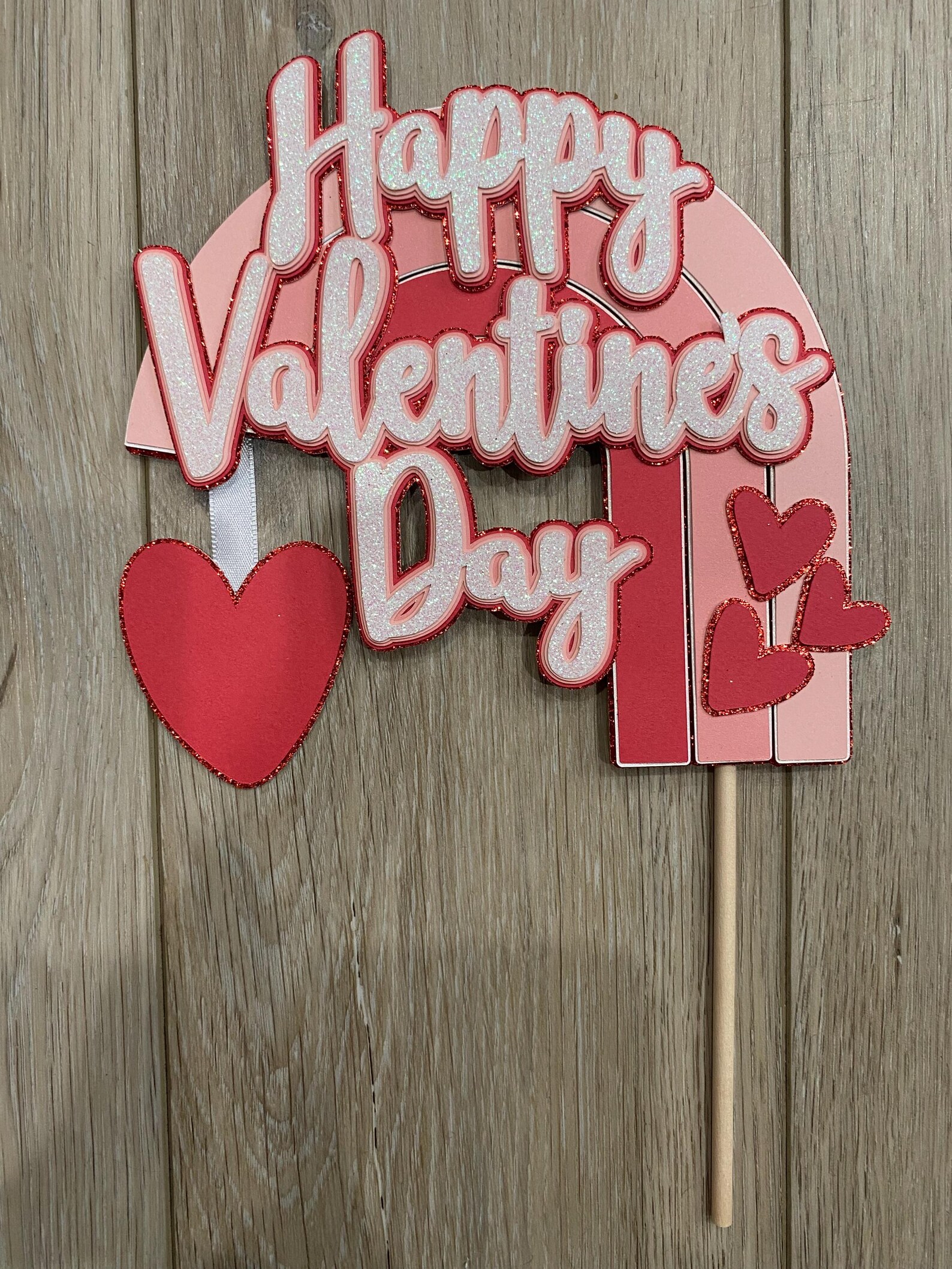 Valentine's Day Decor * Cake Topper * Happy Valentines Day * Rainbow ...