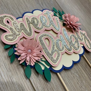 Floral Baby Shower Cake Topper: Handmade 'sweet Baby' Decor - Etsy
