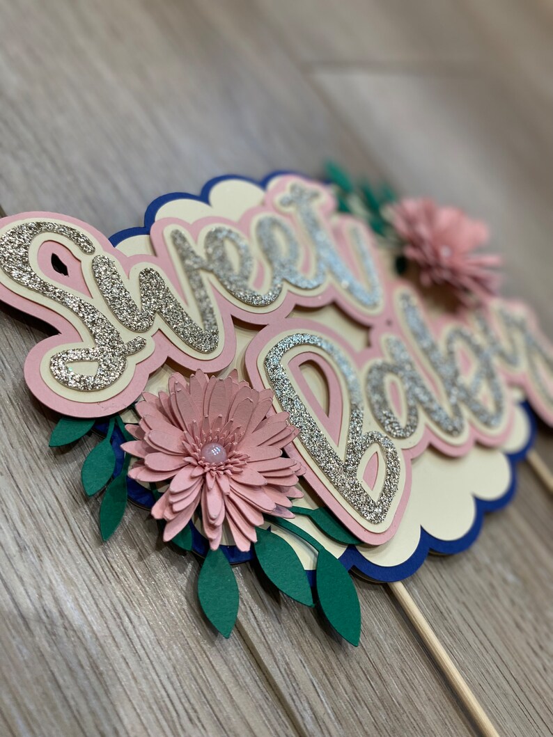 Floral Baby Shower Cake Topper: Handmade 'sweet Baby' Decor - Etsy