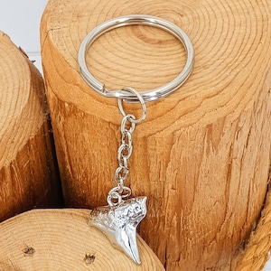 Key Chain Silver Shark Tooth Metal Key Ring 06KC - Etsy