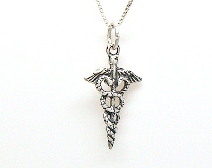 Vet Tech Sterling Silver Caduceus Symbol 3 Dimensional Veterinarian ...