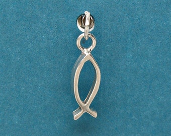 Christian Cross with Fish Symbol Small Sterling Silver | Etsy